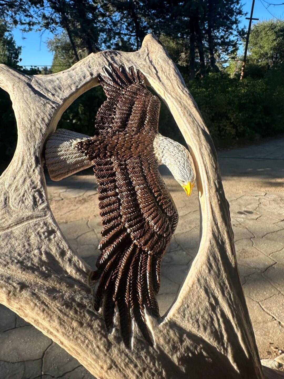 Majestic American Bald Eagle - Handcrafted Moose Antler Sculpture on ...