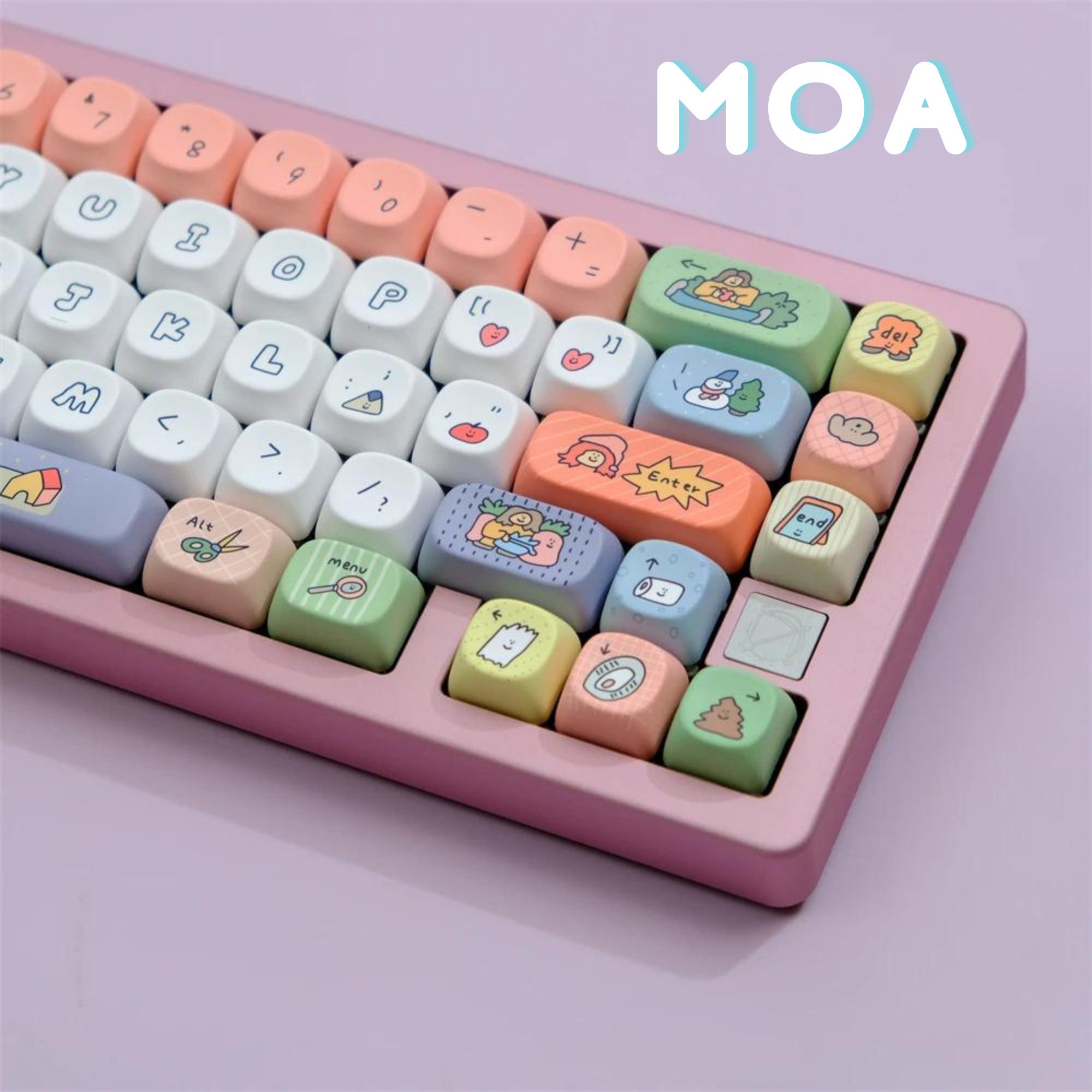 Funny Cute Smiling Cartoon Keycap Set 129 Keys Cherry Keycap PBT ...