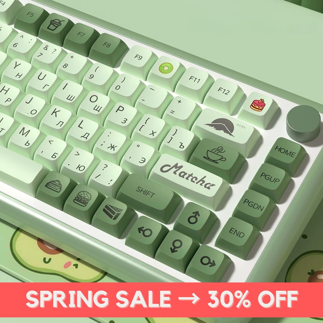 Matcha XDA Profile PBT Keycaps 104 Keys English Spanish French German ...