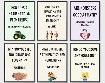 Set of 6 Funny Math Classroom Posters, Math Prints, Math Classroom ...