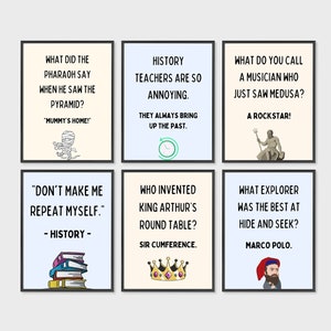 Funny History Posters, Set of 6 Prints, History Classroom Posters ...
