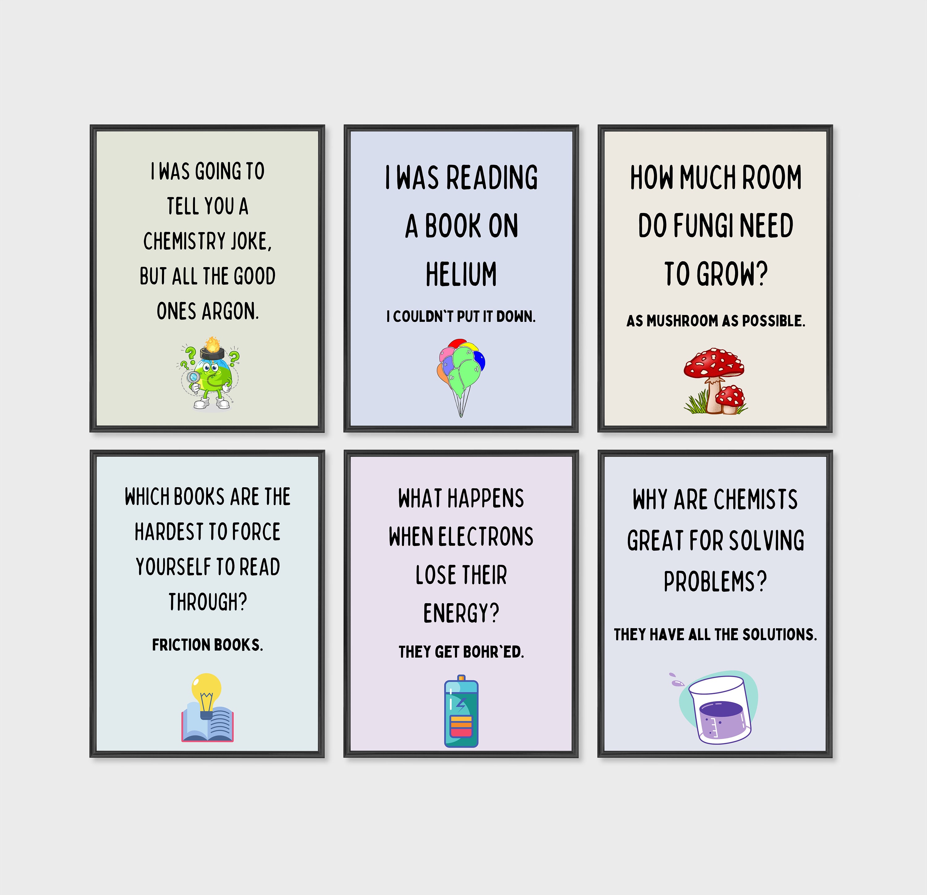 24 Funny Puns Classroom Poster Bundle, Math, Music, English, Science ...
