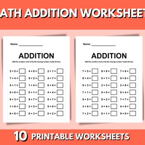 10 Printable Addition Math Worksheets, Numbers 0 20, Homeschool ...