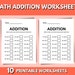 10 Printable Addition Math Worksheets, Numbers 0 20, Homeschool ...
