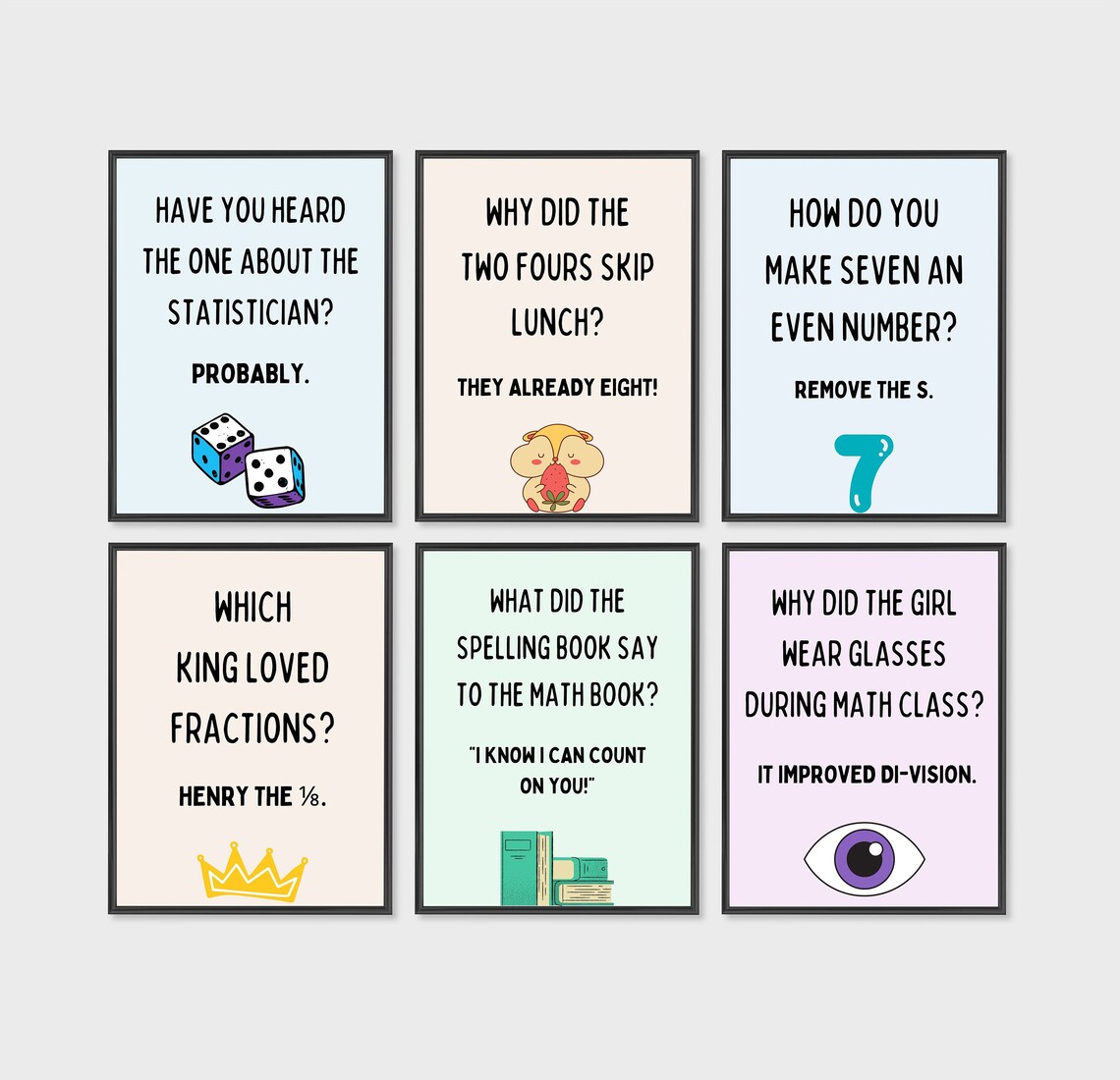 Funny Math Posters Set of 6, Classroom Posters, Math Classroom Decor ...