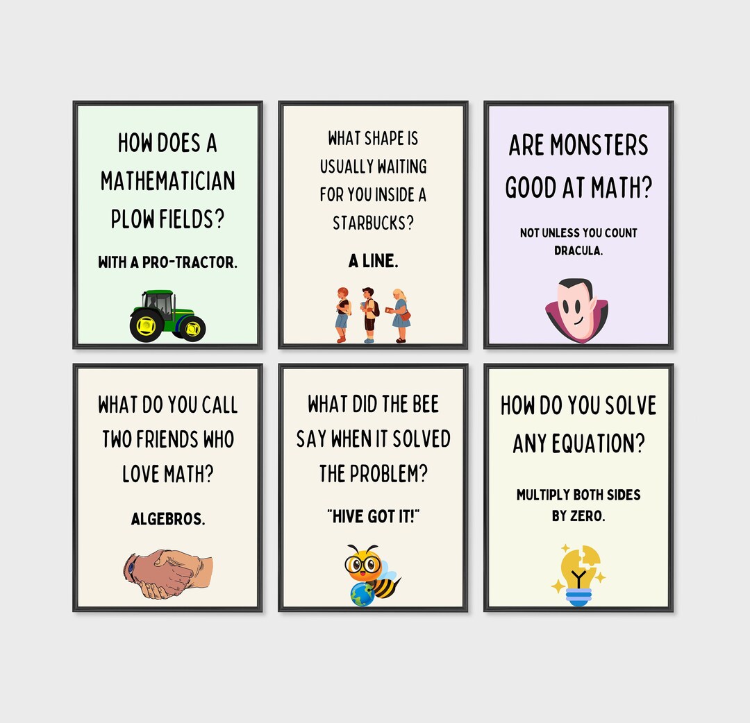 Funny Math Posters Set of 6 Classroom Posters, Math Classroom Decor ...