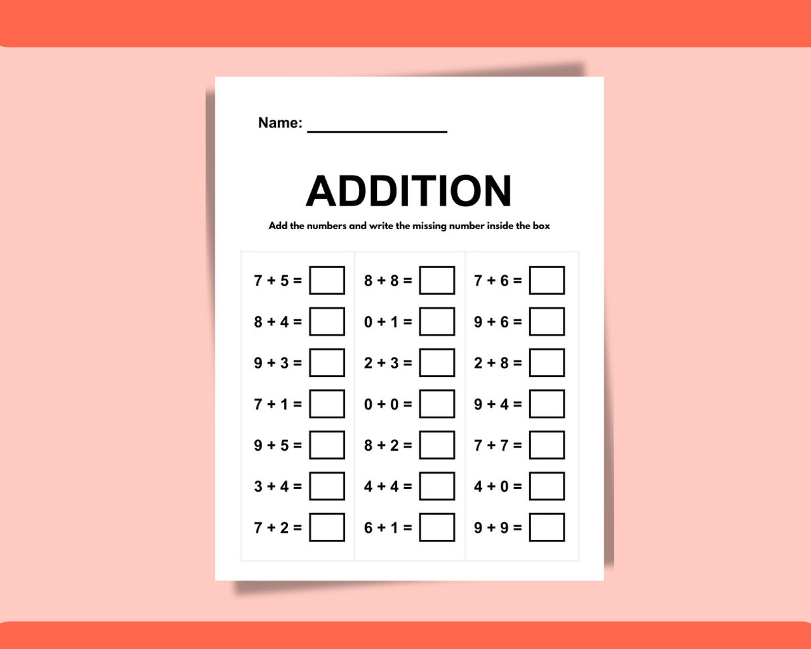 10 Printable Addition Math Worksheets, Numbers 0 20, Homeschool ...