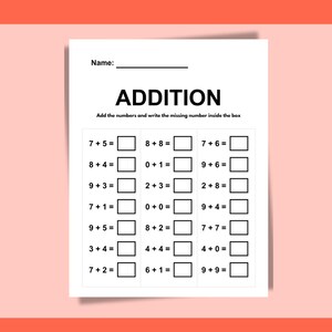 10 Printable Addition Math Worksheets, Numbers 0 20, Homeschool ...