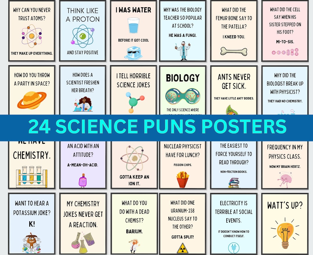 24 Funny Science Posters, Classroom Posters, Puns, Science Classroom ...