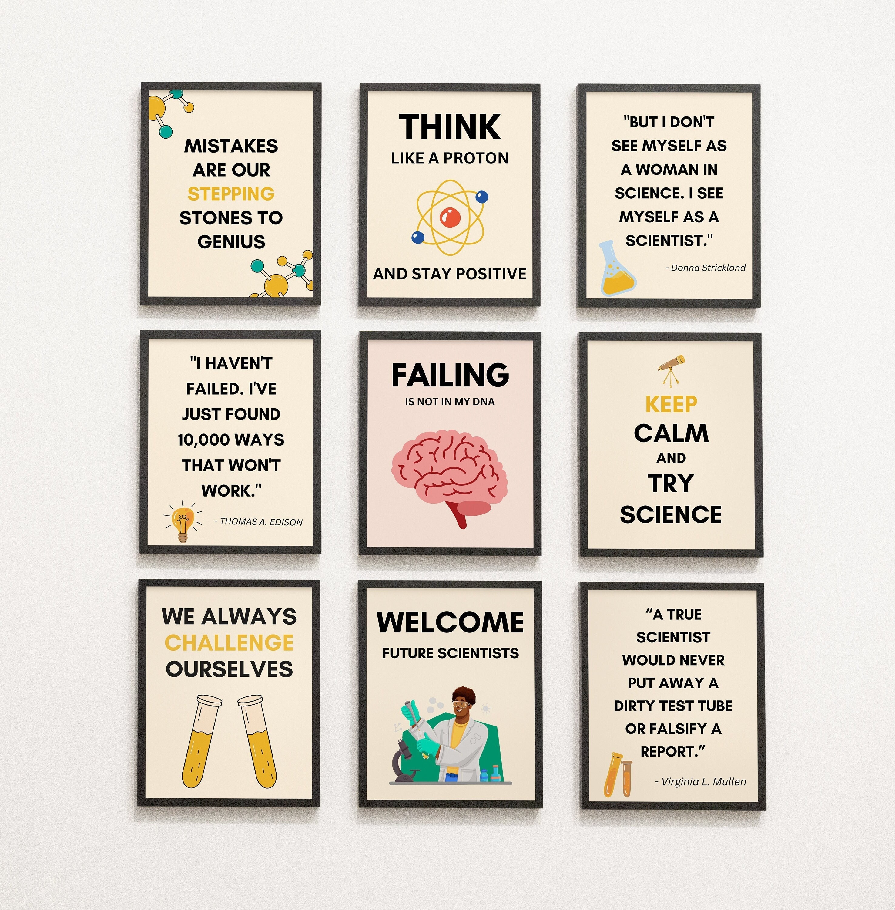 Set of 9 Science Posters, Growth Mindset, Science Classroom Posters ...
