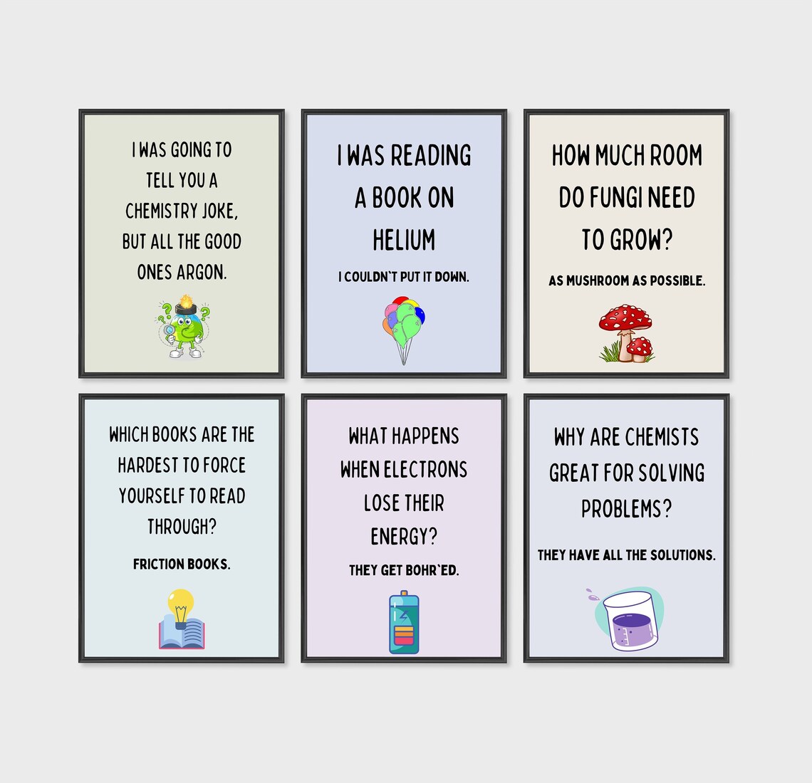 Funny Science Posters, Set of 6 Prints, Science Classroom Posters ...