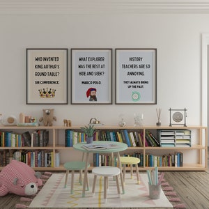 Funny History Posters, Set of 6 Prints, History Classroom Posters ...