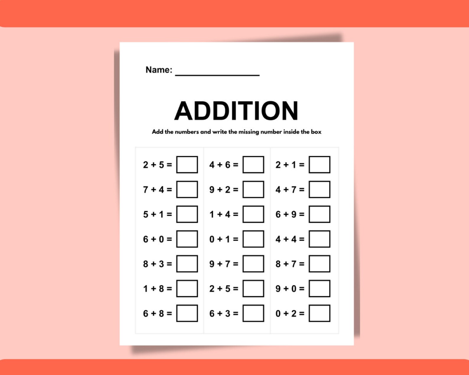 10 Printable Addition Math Worksheets, Numbers 0 20, Homeschool ...