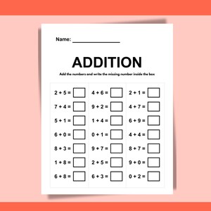 10 Printable Addition Math Worksheets, Numbers 0 20, Homeschool ...