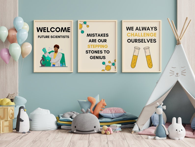 Set of 9 Science Posters, Growth Mindset, Science Classroom Posters ...