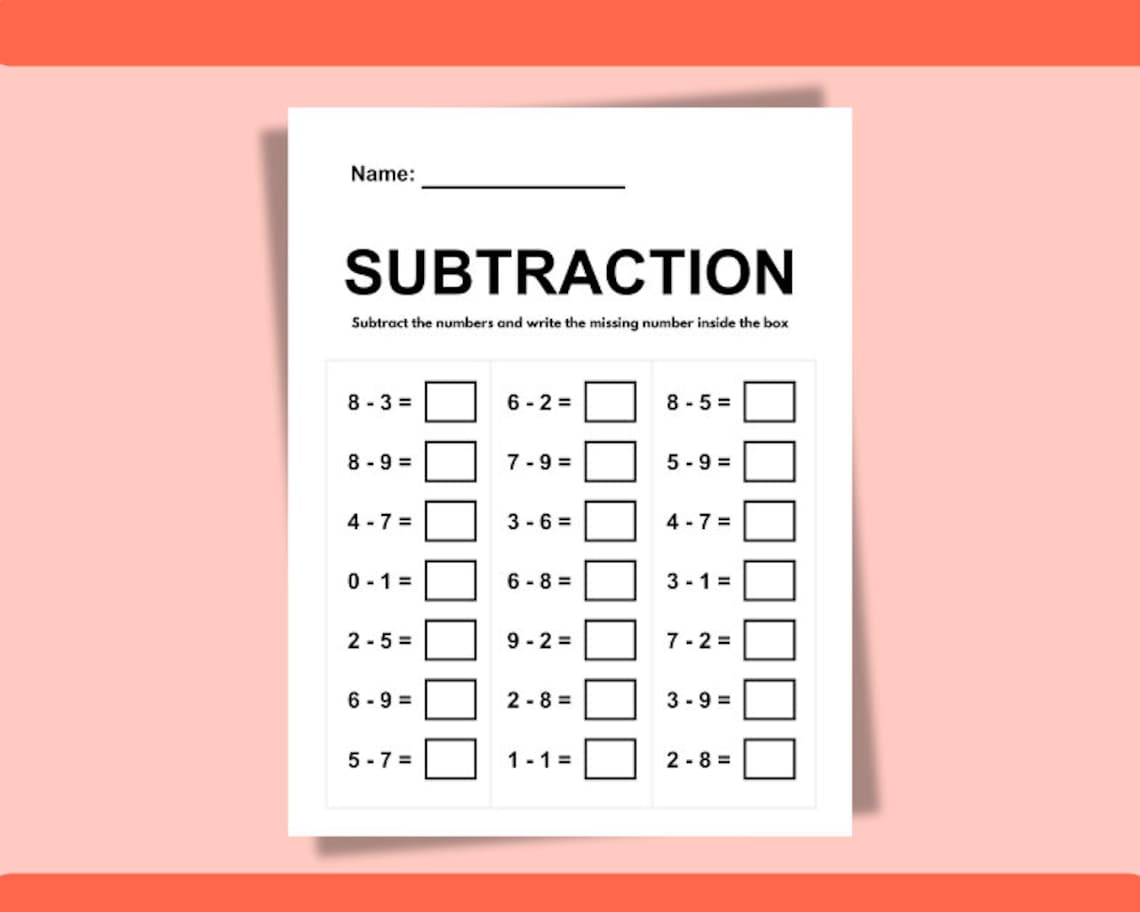 10 Printable Subtraction Math Worksheets, Homeschool Worksheets, Math ...