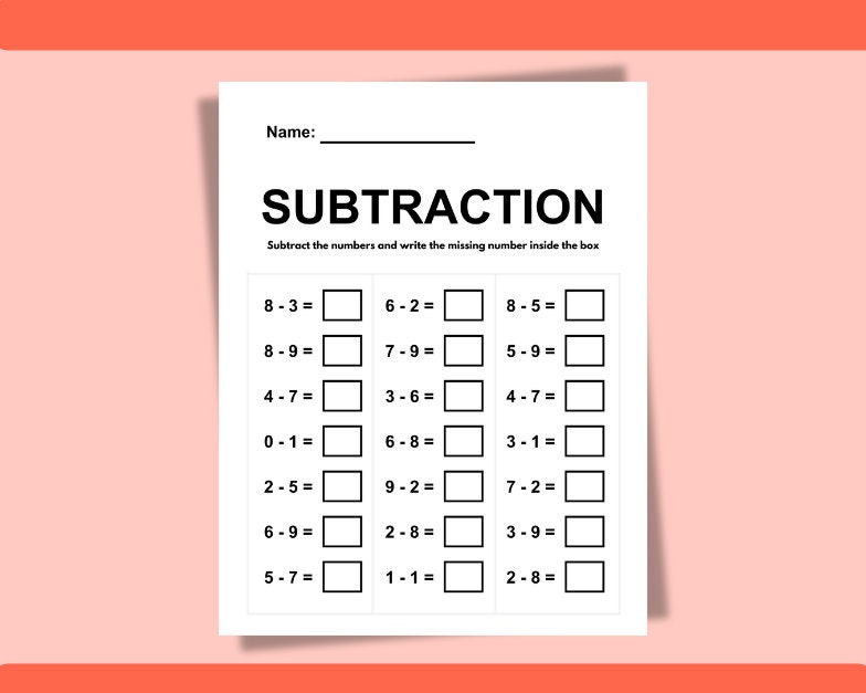 10 Printable Subtraction Math Worksheets, Homeschool Worksheets, Math ...