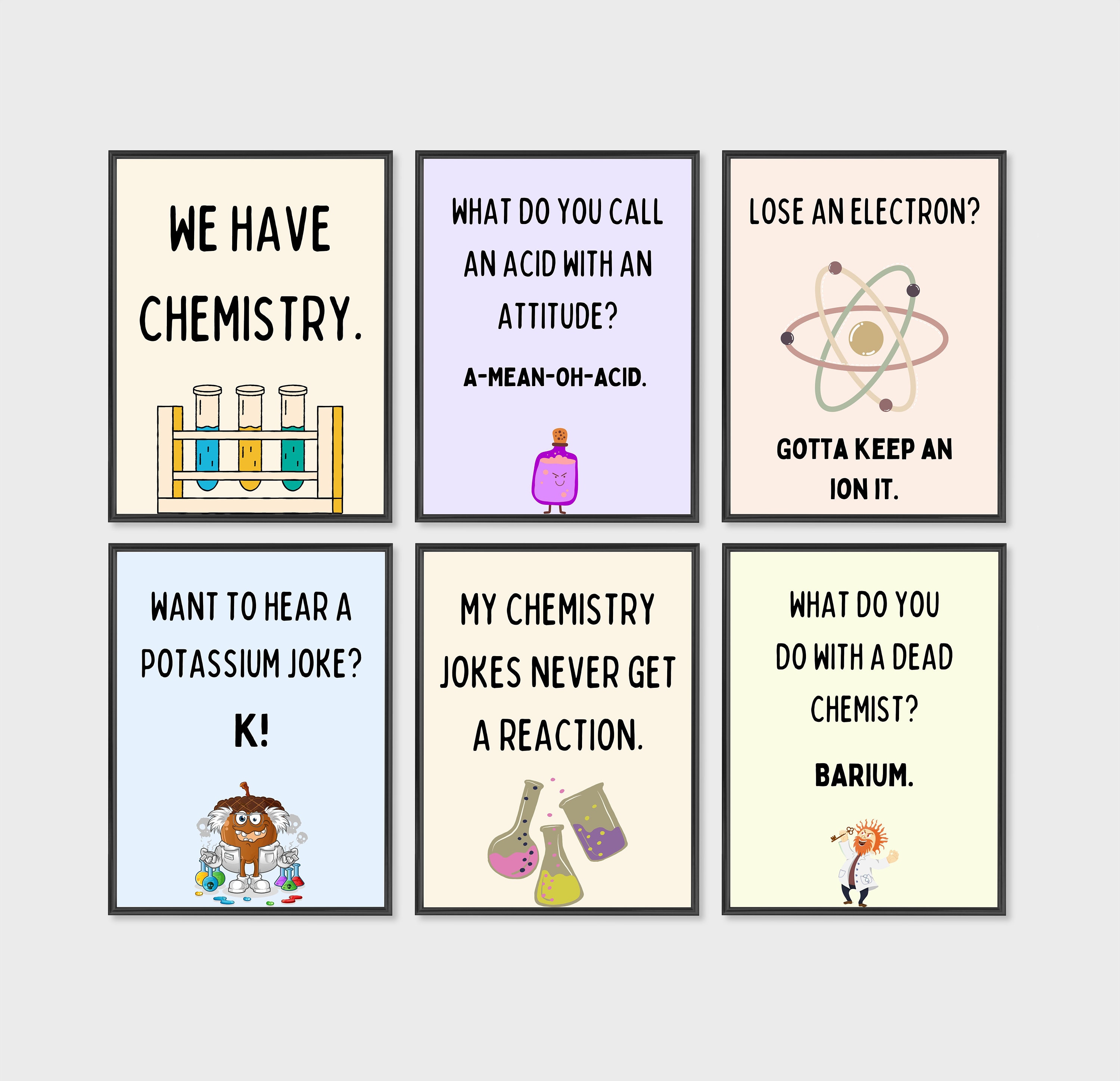 24 Funny Science Puns Posters, Classroom Posters, Science Classroom ...