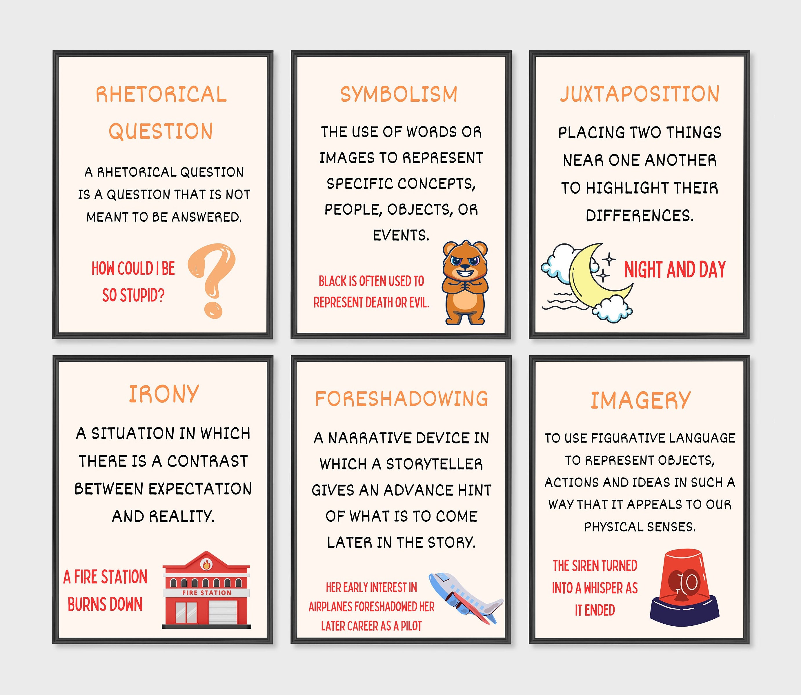 Literary Devices Posters, Set of 18 Prints, English Classroom Decor ...