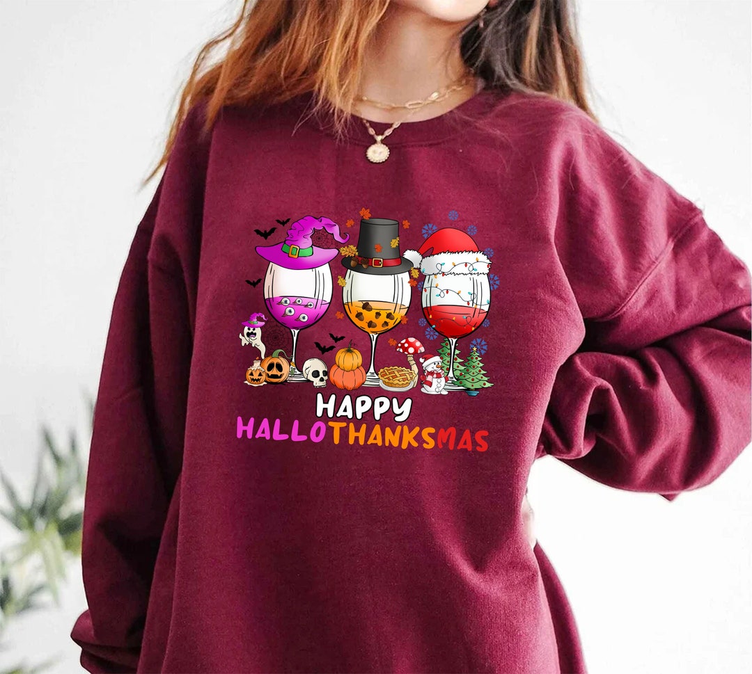 Happy Hallothanksmas Shirthallothanksmas Sweatshirthalloween - Etsy