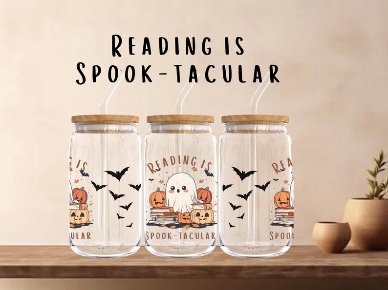 Cute Spooky Reading is Spook-tacular Sipper Glass, Cozy Halloween Ice ...