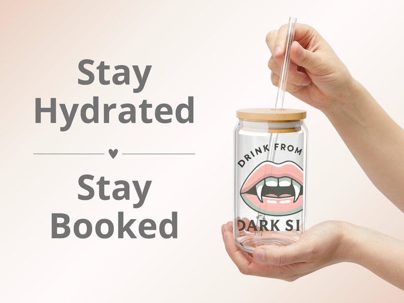 Dark Gothic Horror Vampire Reader Sipper Glass With Straw, Vampire ...