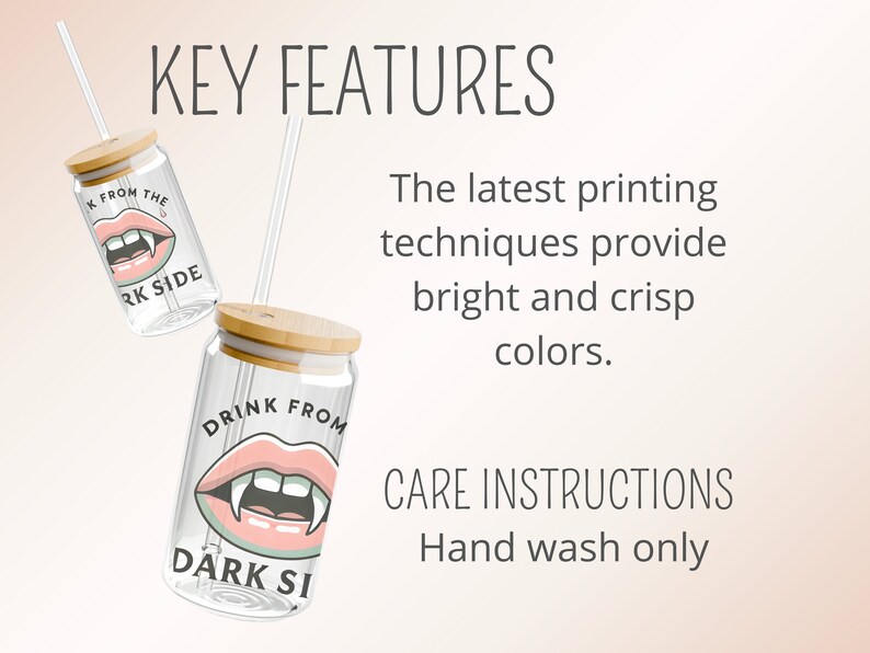 Dark Gothic Horror Vampire Reader Sipper Glass With Straw, Vampire ...