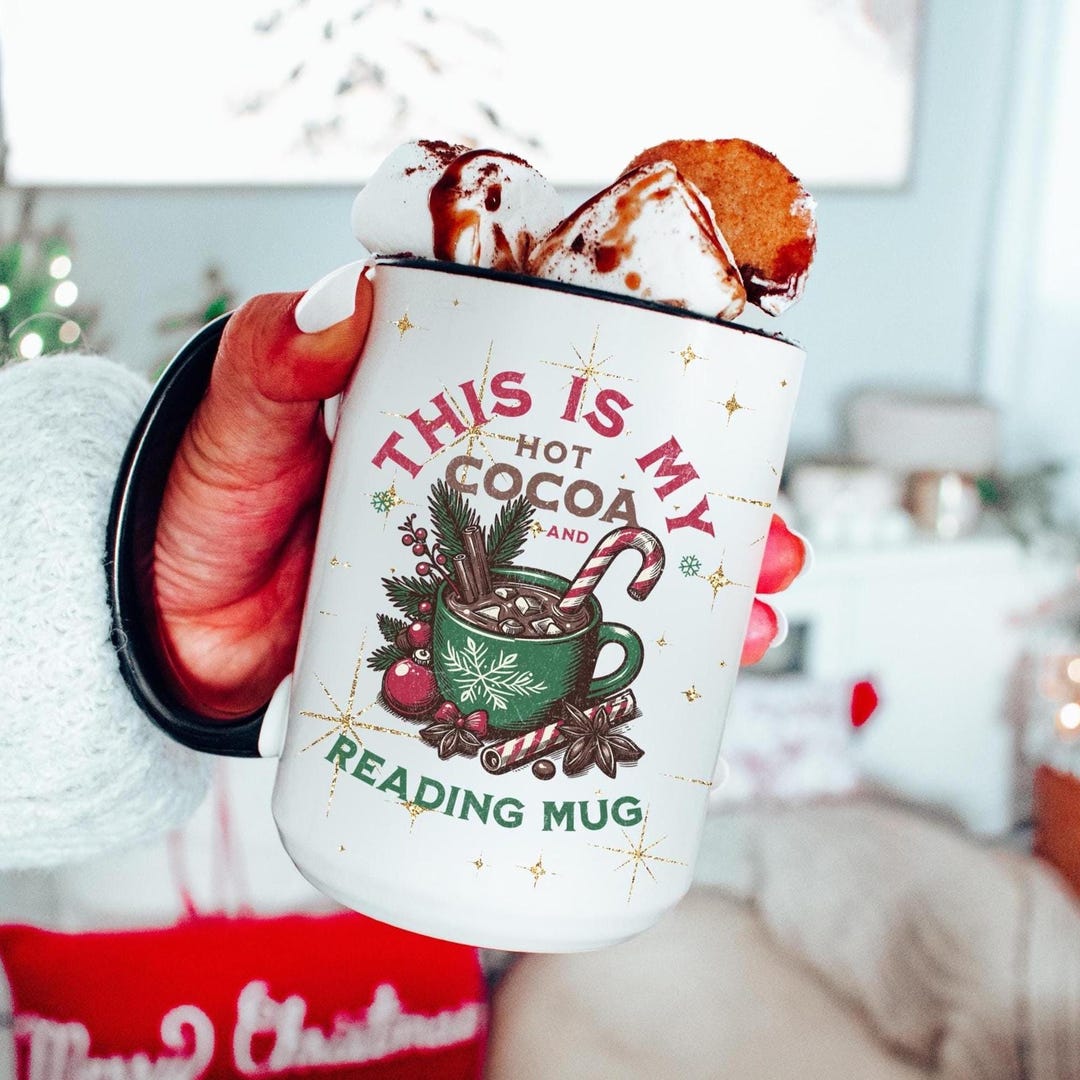 Cozy Hot Cocoa Reading TBR Coffee Mug Christmas, Holiday Tea Cup for ...