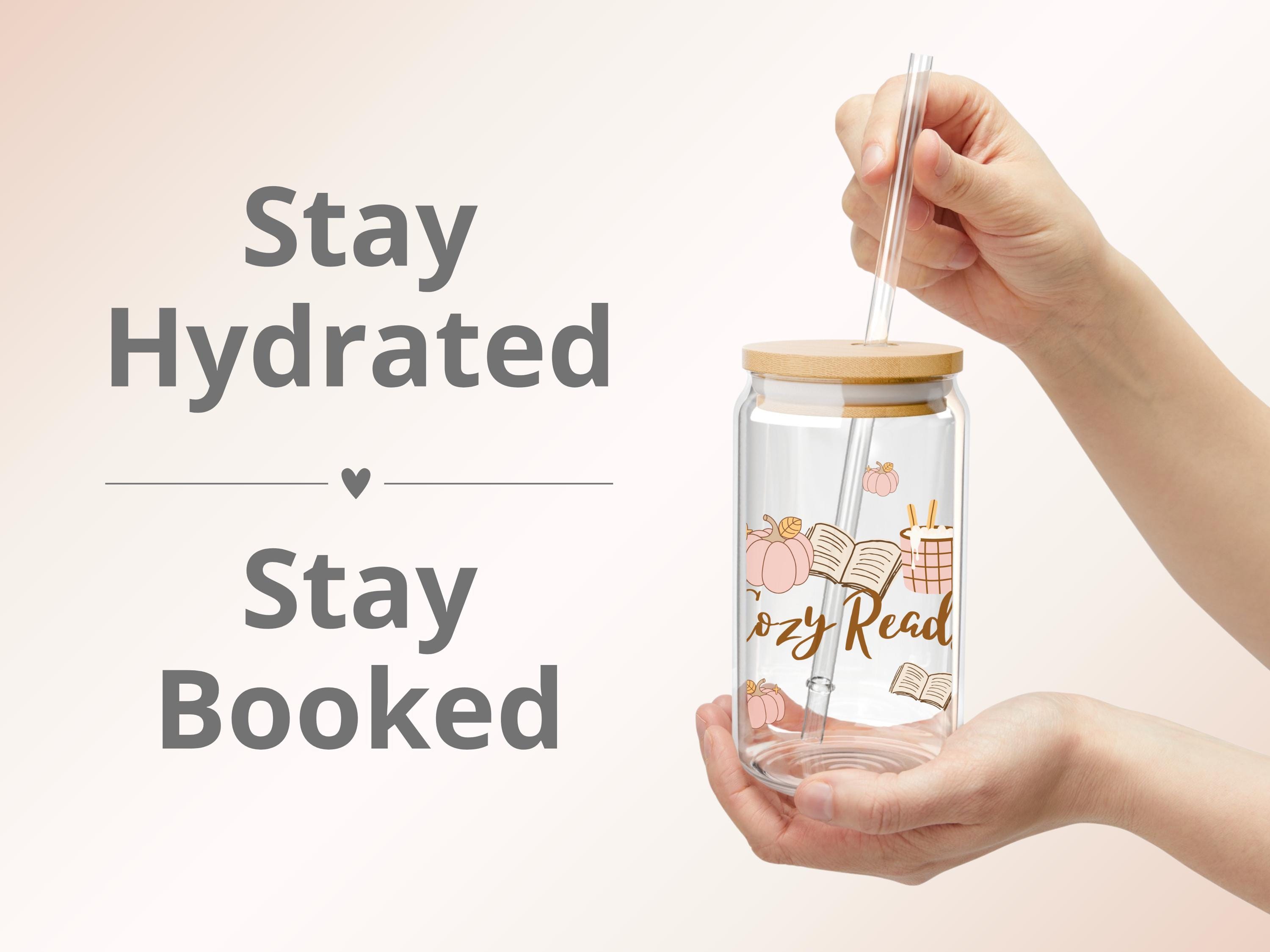 Cozy Reading Glass Can Cup, Cute Pumpkin Book Ice Coffee Tumbler, Cold ...