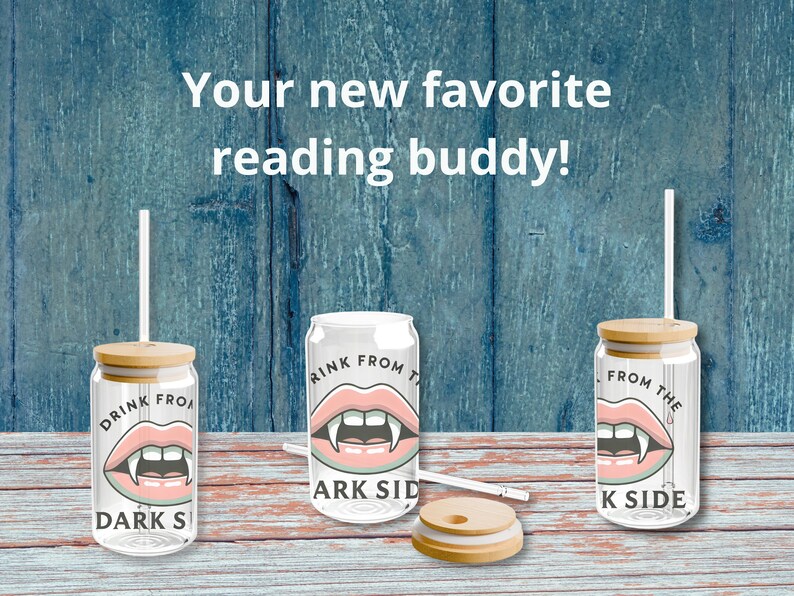 Dark Gothic Horror Vampire Reader Sipper Glass With Straw, Vampire ...