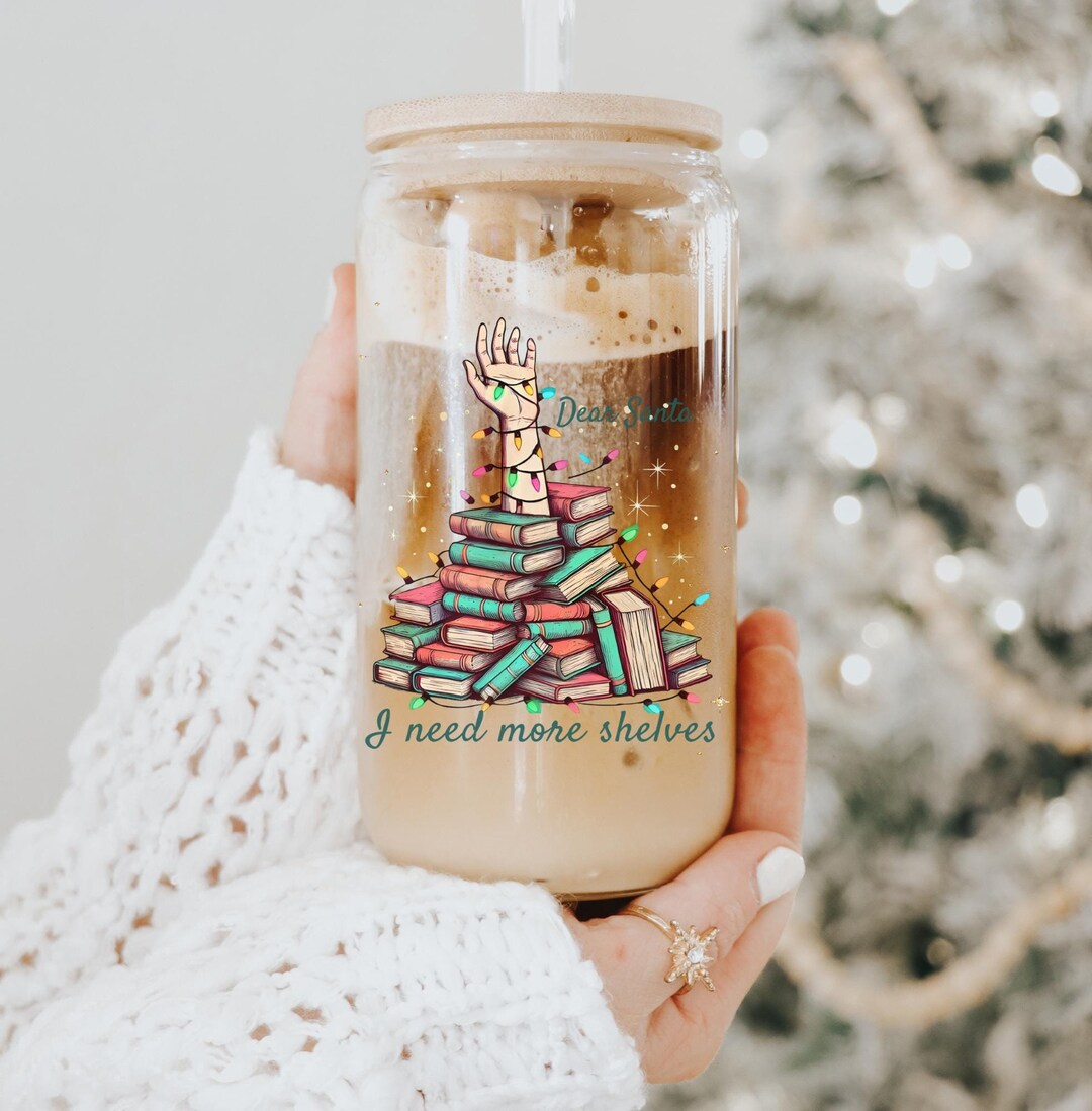 TBR Stack Book Buying Addict Reading Sipper Glass, Cute Holiday Drink ...