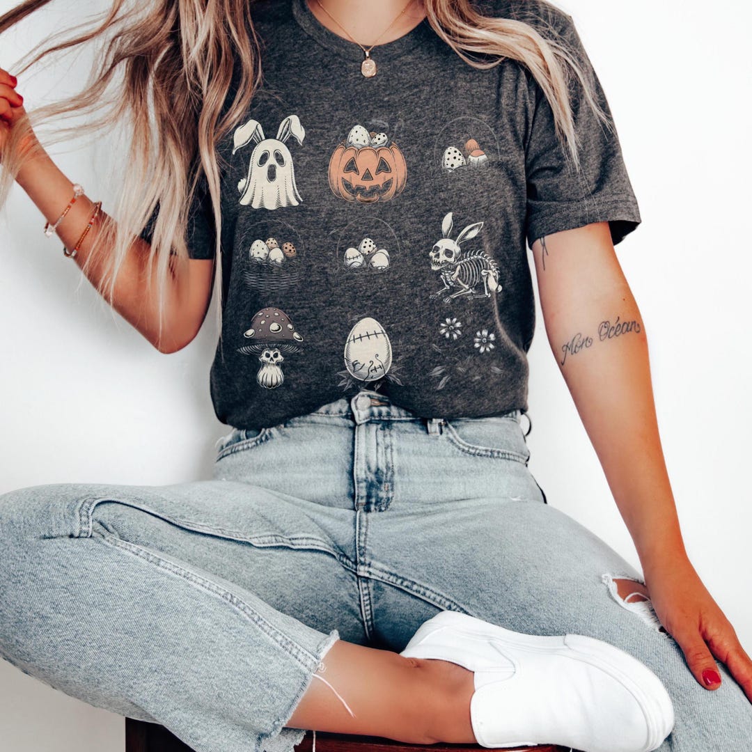Spooky Easter Shirt, Gothic Bunny Tee, Halloween Easter Egg T-shirt ...