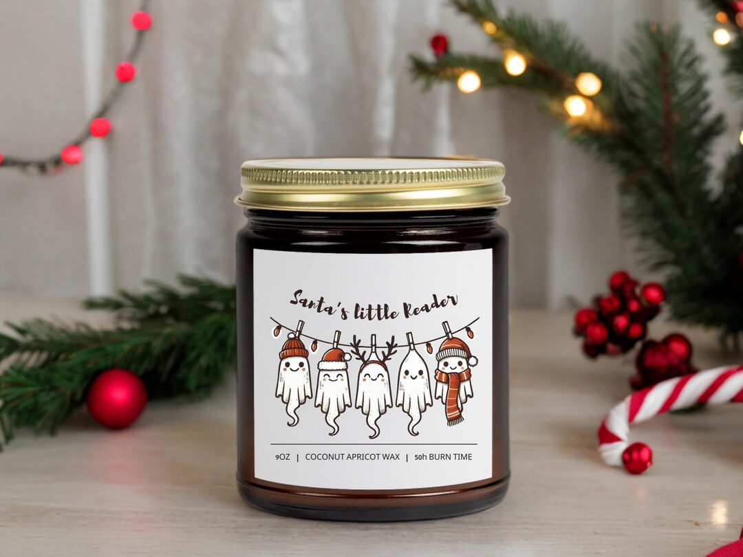 Holiday Ghost Reading Scented Candle Bookworm, Festive Christmas Decor ...