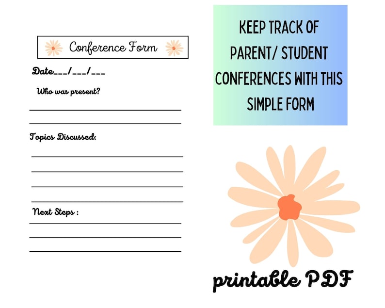 Parent/ Teacher Conference Form - Etsy