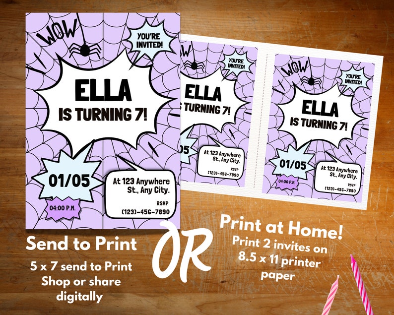Ghost Spider Birthday Invitation, 7th Birthday Invitation, Gwen Ghost ...