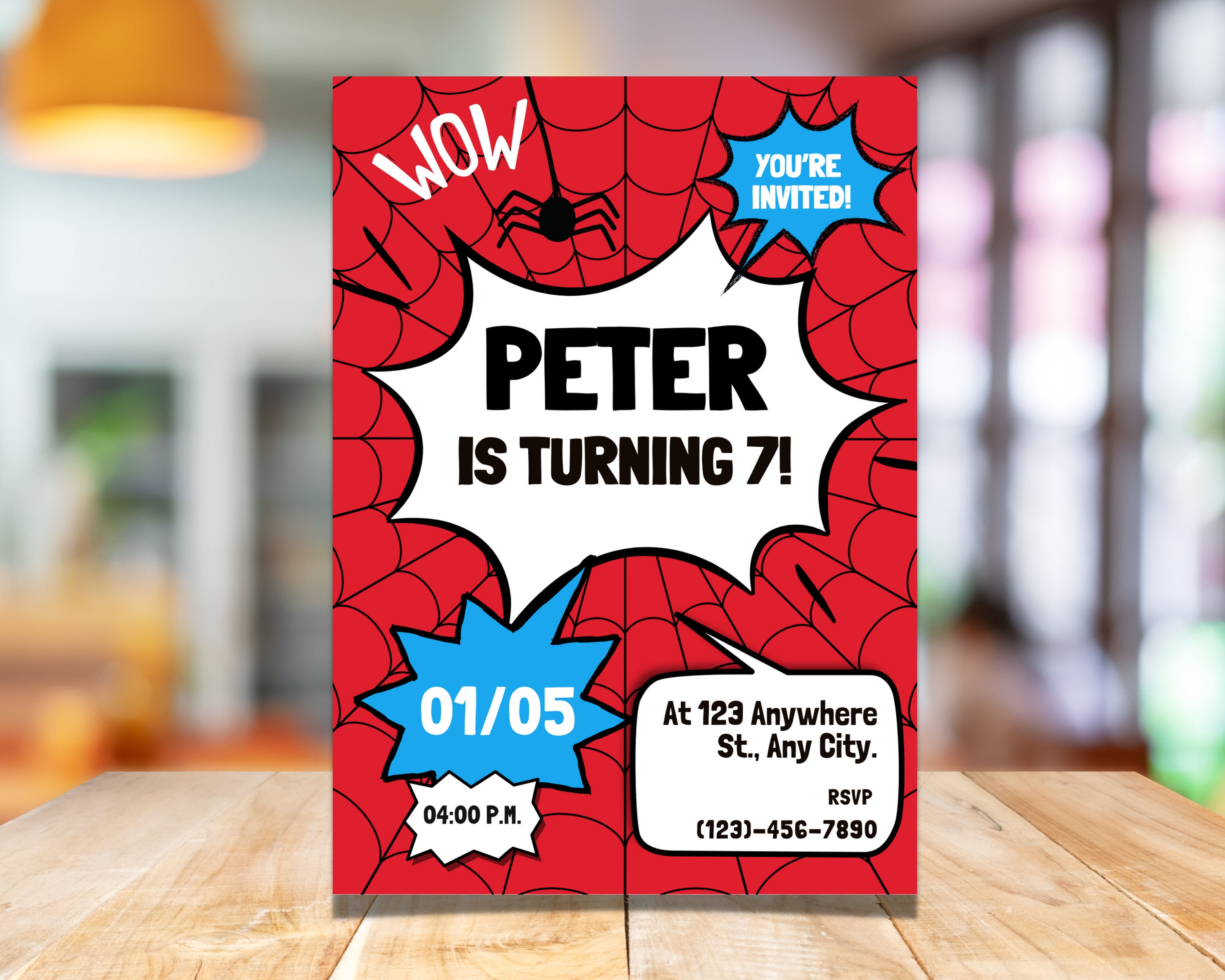 Spiderman Birthday Invitation, 7th Birthday, Spidey Birthday Invitation ...