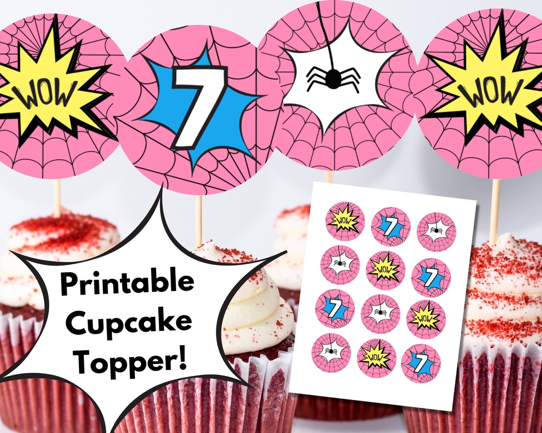 Pink Ghost Spider Cupcake Toppers: Editable Birthday Party Printables ...