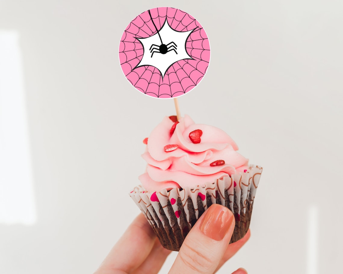 Spiderman Cupcake Toppers Girl, Editable Cupcake Toppers, Ghost Spider ...