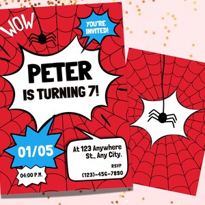 Spiderman 7th Birthday Invitation: Comic Book Theme (digital Download ...