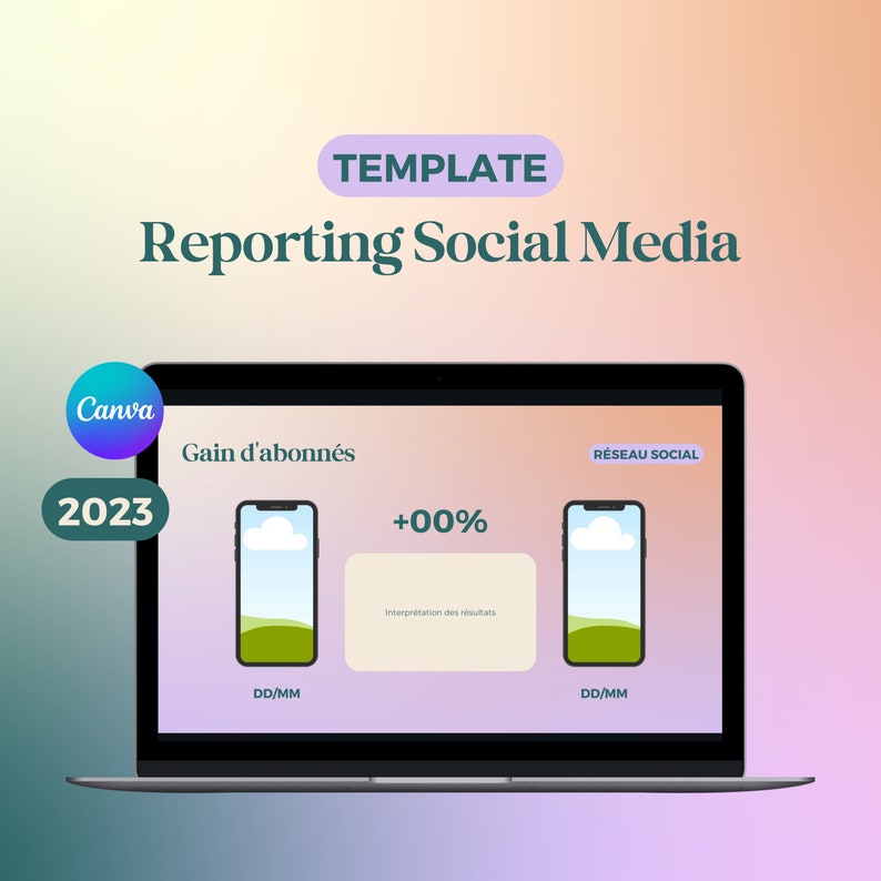 Social Media Reporting CANVA Template - Etsy