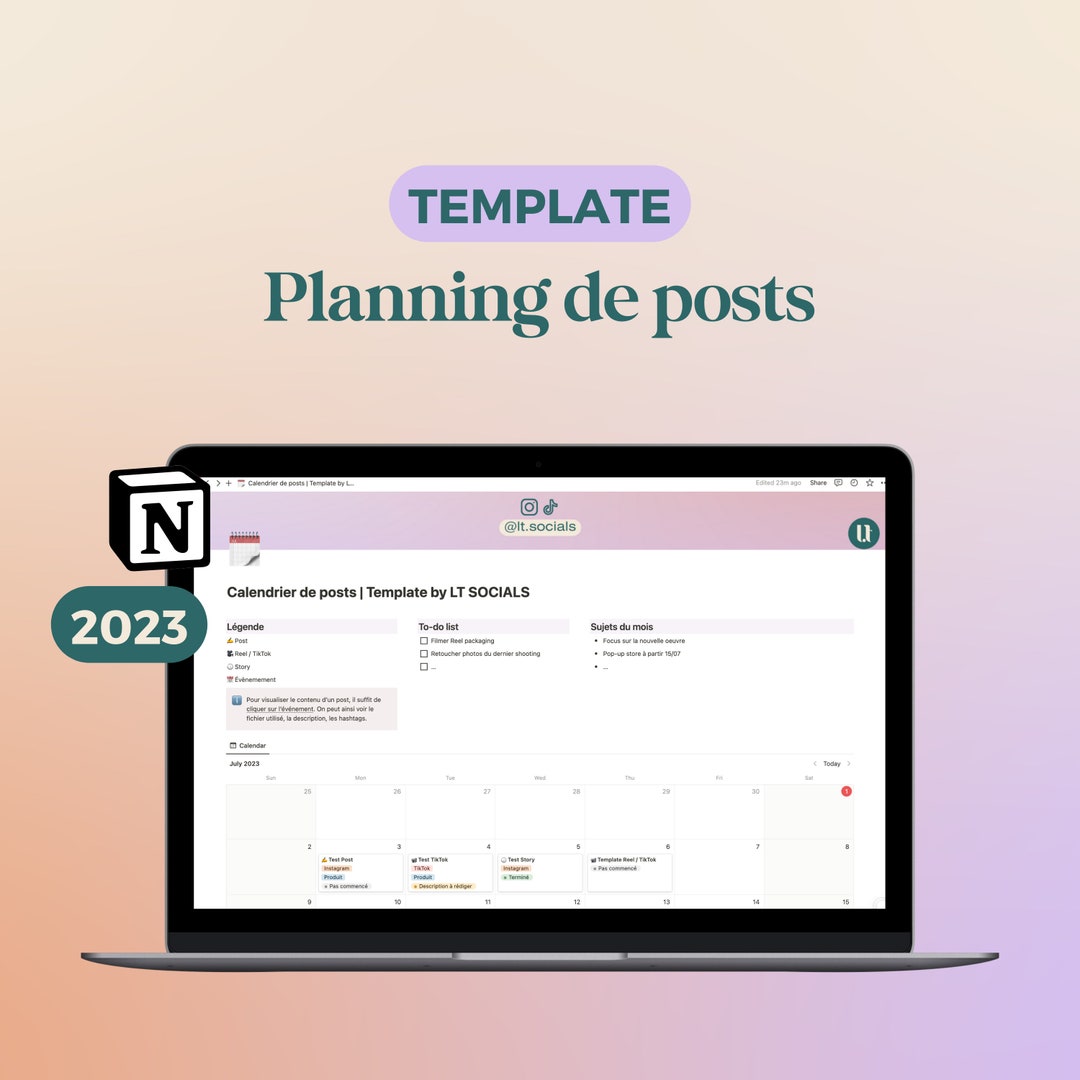 Social Media Post Schedule Template Notion 2023 - Etsy