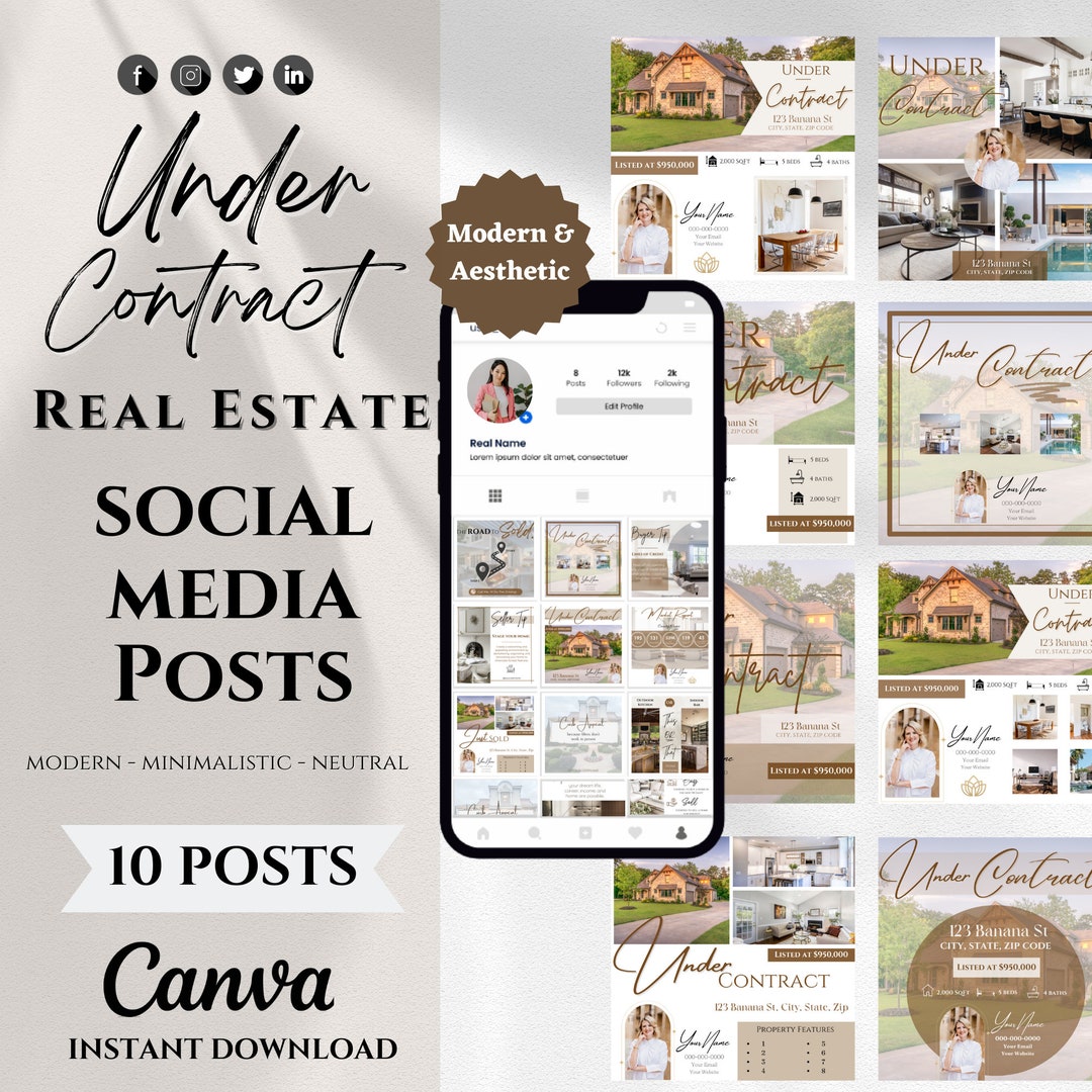 Real Estate Under Contract Instagram Posts: Canva Templates - Etsy