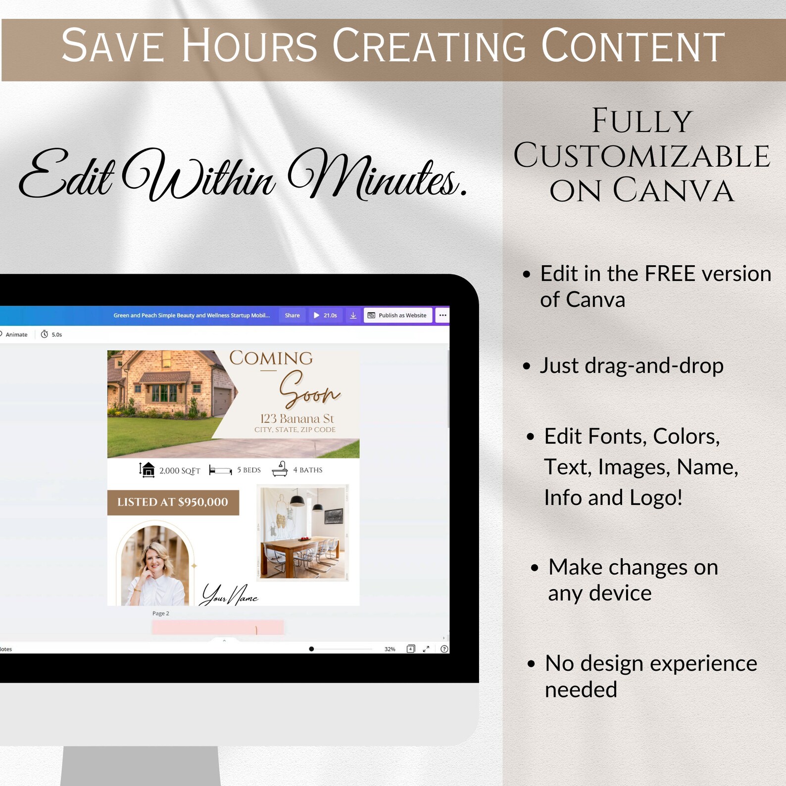 Real Estate Coming Soon Flyers: Minimalist Canva Templates (digital ...