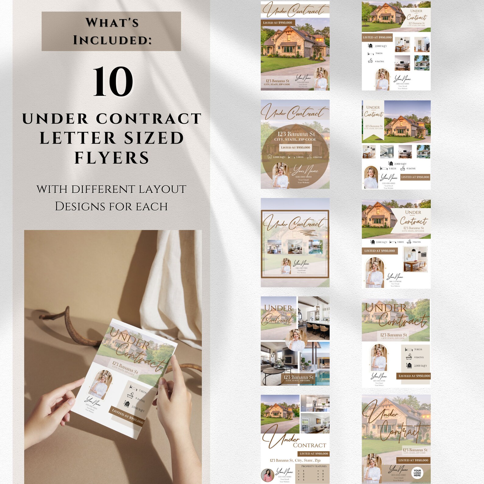 Real Estate Under Contract Flyers: Minimalist Realtor Templates (canva ...
