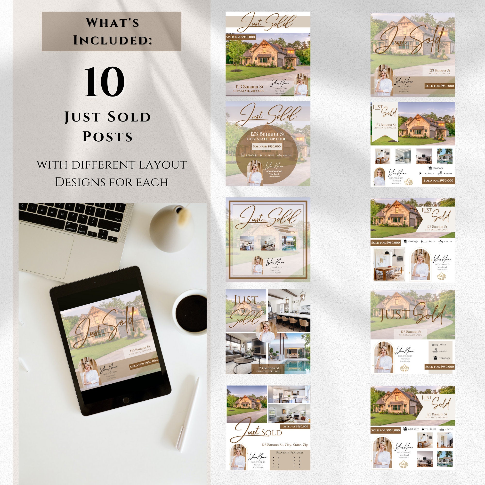 Real Estate Just Sold Instagram Posts: Canva Templates (digital ...