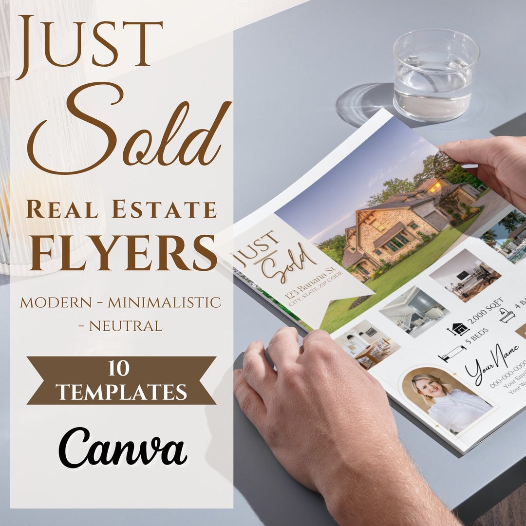 Real Estate Just Sold Flyers: Minimalist Realtor Templates (canva) - Etsy