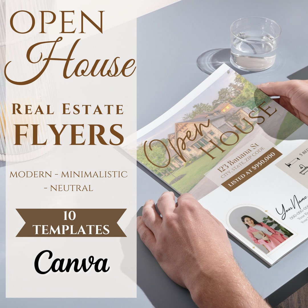 Real Estate Open House Flyers: Minimalist Canva Templates - Etsy