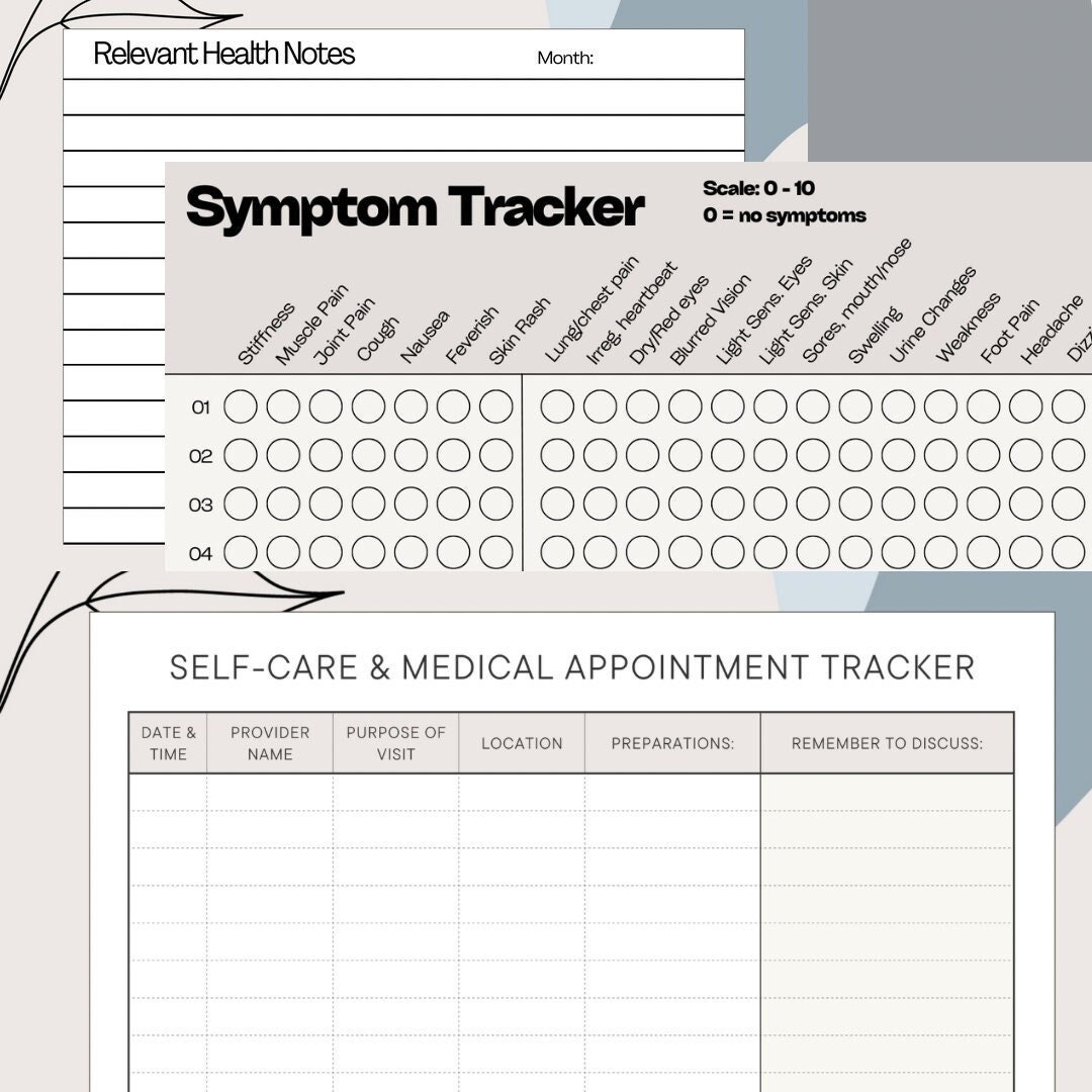 Symptom Tracker Spreadsheet Canva Template Digital Symptom Checklist Chronic Illness Tracker ...
