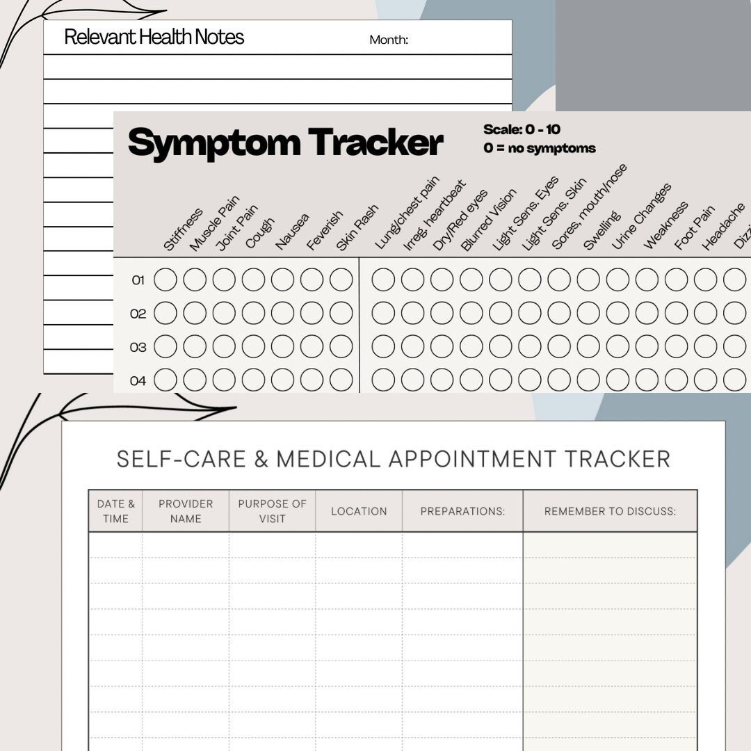 Symptom Tracker Spreadsheet Canva Template Digital Symptom Checklist ...