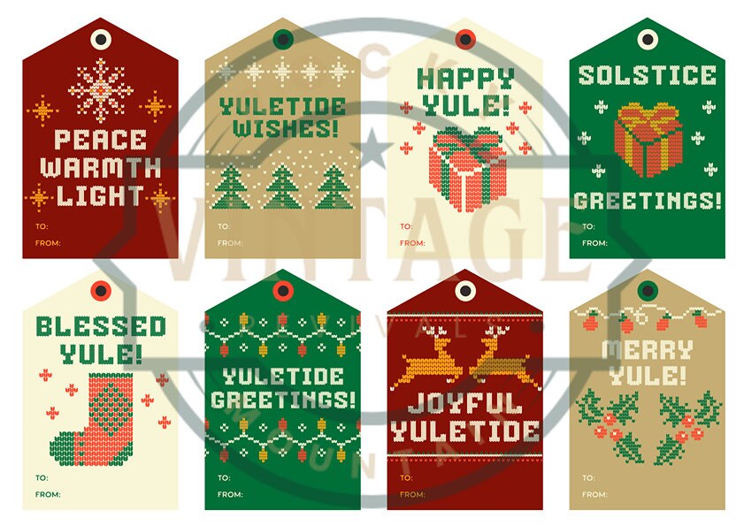 Pagan Gift Tags Printable Solstice Gift Tags Wiccan Gift Tags Vintage ...